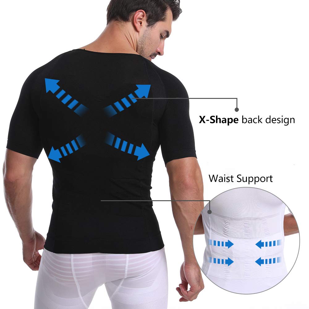 Cacosamen's Compression and Body-Support Muscle Tank Undershirt (Black, XXL)