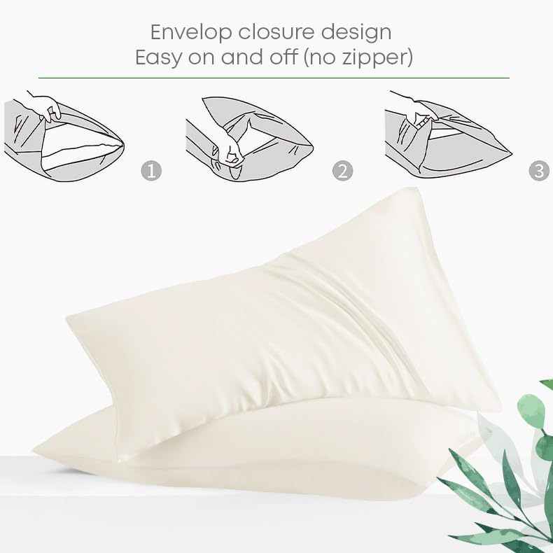 Linenwalas Tencel Lyocell Duvet Cover Set with Deep Pocket Fitted Sheet, Viscose Made from Eucalyptus Soft, Lightweight and Breathable Complete Bedding Set (Ivory, Queen)