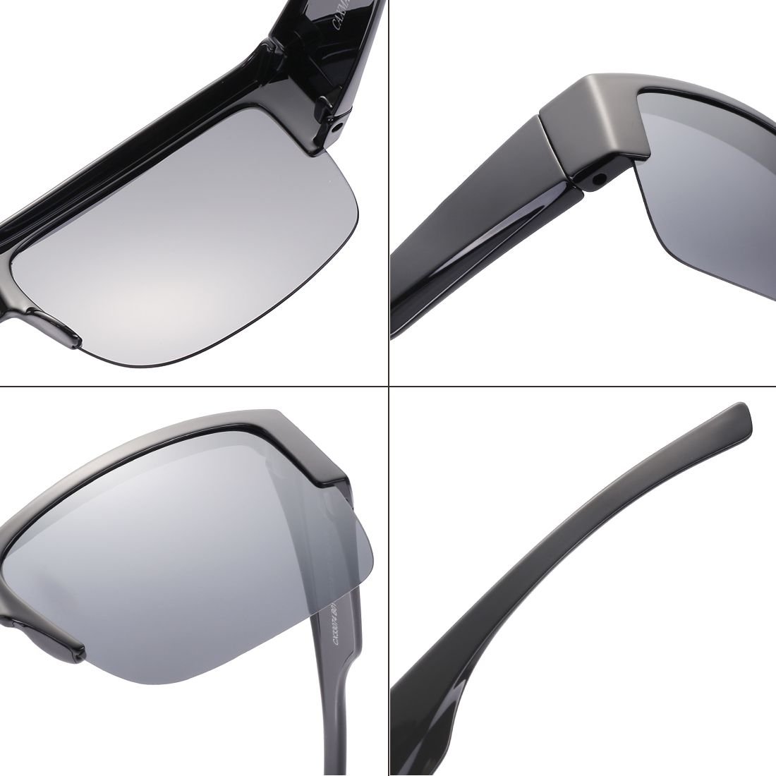 CAXMAN Fit Over Glasses Sunglasses Polarized w/Upgraded TR90 Unbreakable Frames Men Women Medium Matte Black Frame Grey Lens