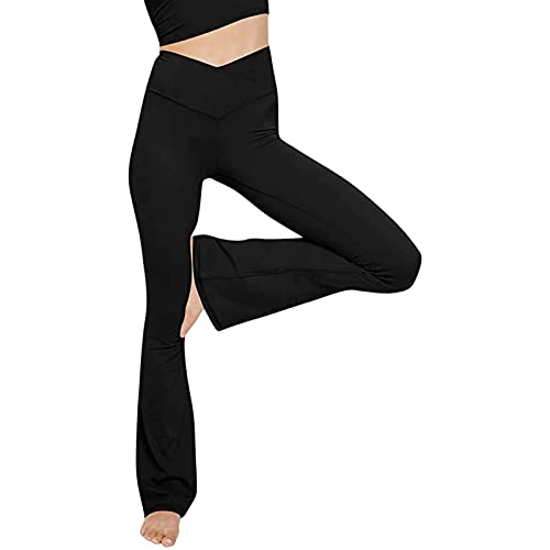 ceangrtro Yoga Flare Pants Bootleg Bell Bottom Womens Bootleg Yoga Pants Solid Bootcut Workout Pants Dress Pants Black