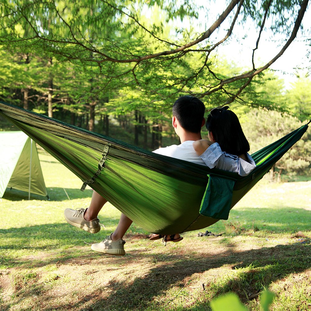 Camping Hammock with Mosquito Net & Rain Fly Tent Tarp & Tree Straps Portable Lightweight Double Nylon Hammock for Camping Hiking Travel Outdoor Backpacking