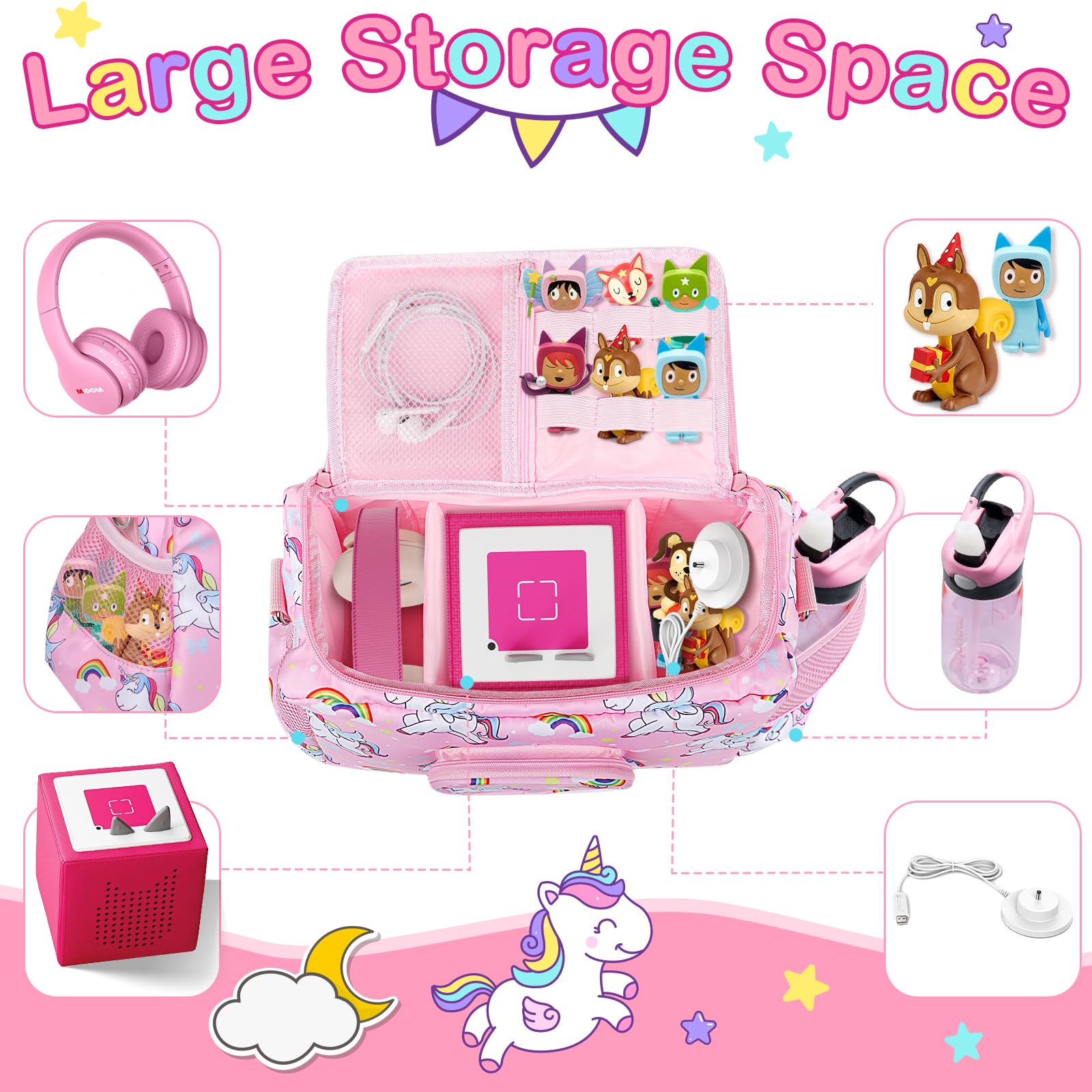 Carrying Case Compatible with Tonies Kids Audio Player Starter Set and Tonies Figures Characters, Carrying Box for Boy Girl, for Audio Player (Purple)