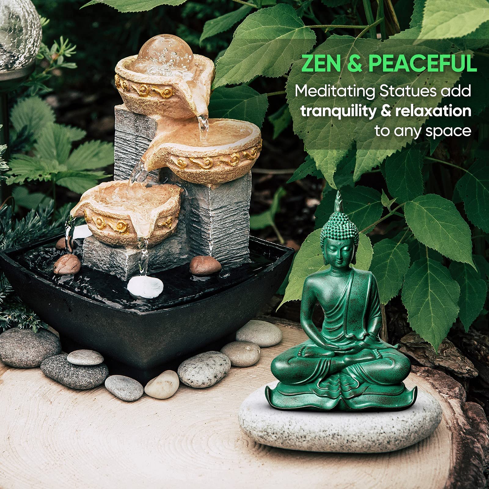 DBassinger Buddha Statue for Home Decor,6.18" Antique Thai Shakyamuni Sitting Statue Resin with Bronze Finish, Great Decoration for Meditation Altar