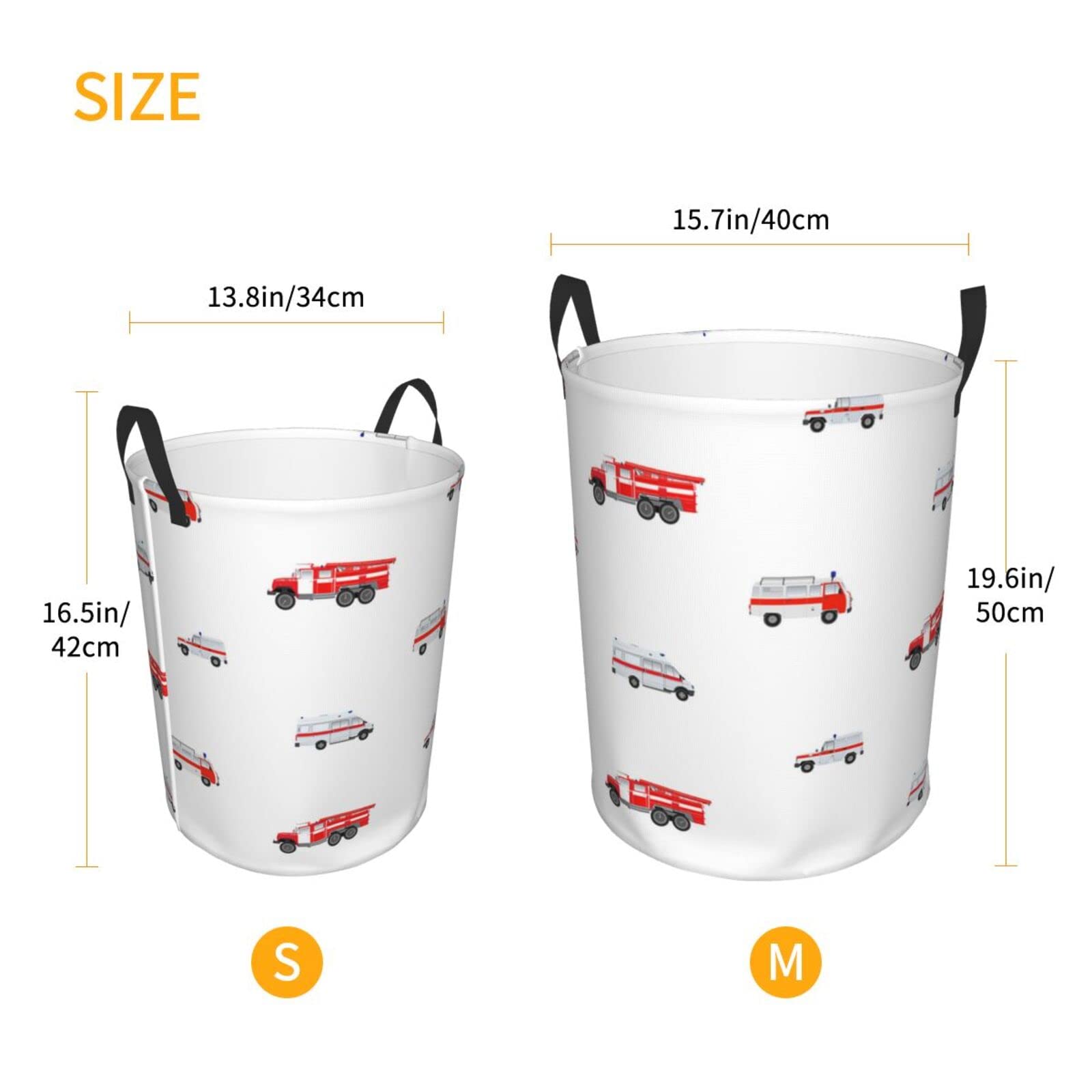 Cars Ambulance Rescue Firetruck Laundry Hamper With Handle Foldable Durable Laundry Basket Storage Bin Dirty Clothes Organizer Bag For Bedroom Bathroom Nursery