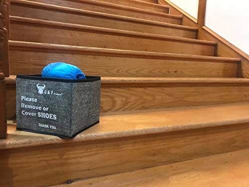 G & F Products Shoe Covers Box, Foldable Collapsible Shoe Covers Holder Bootie Box holds up to 100 Disposable Shoe for Realtors and Open House also works as Foldable Collapsible storage bin 9"x9"x9"