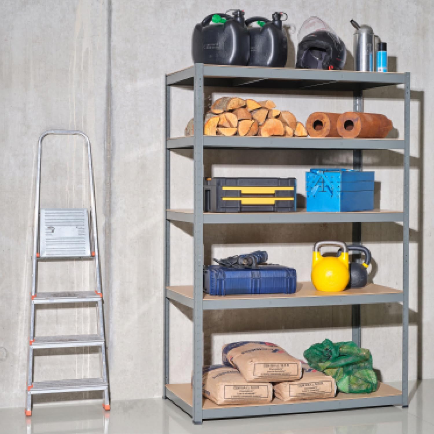 G-Rack Garage Shelving Unit: 180cm x 90cm x 60cm | Single Bay, Galvanised Steel 5 Tier Unit | 175kg Load Weight Per Tier (875kg Per Rack) | for Your Garage & Elsewhere! | Shelf Unit | Van Racking