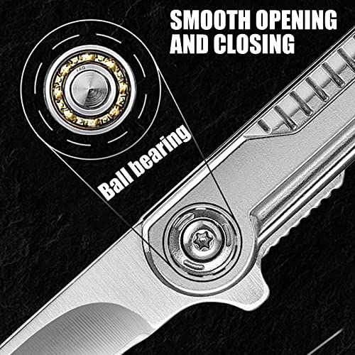 Folding Pocket Knife for Men,EDC Knife with Clip and Glass Breaker,Slim Gentleman's Knife with Tanto Blade for Outdoor Camping Hiking,Everyday Carry Portable Box and Letter Cutter(Black)