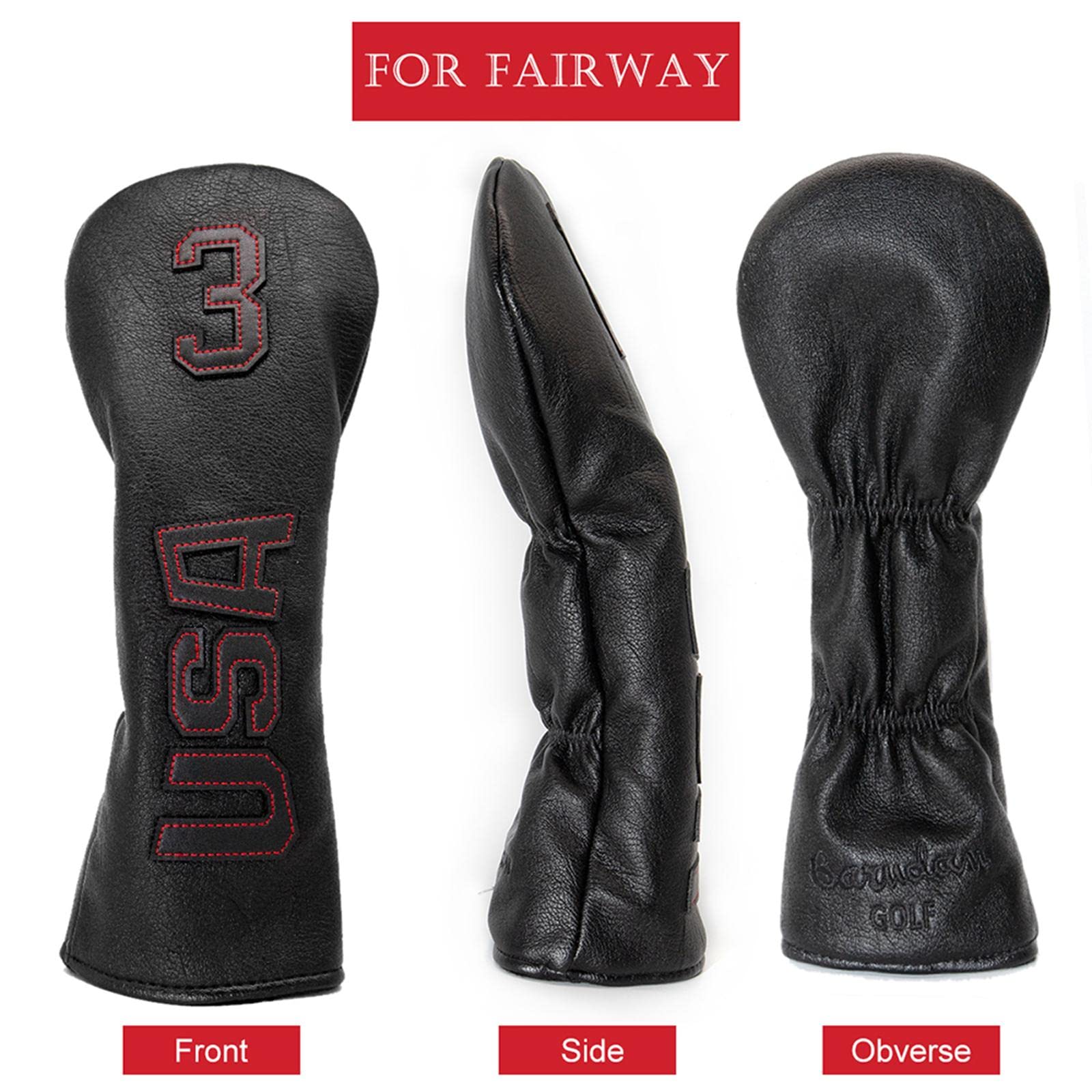 Colcolo Novelty Waterproof Golf Wood Headcover Durable Slip Head Cover Accessories, Red