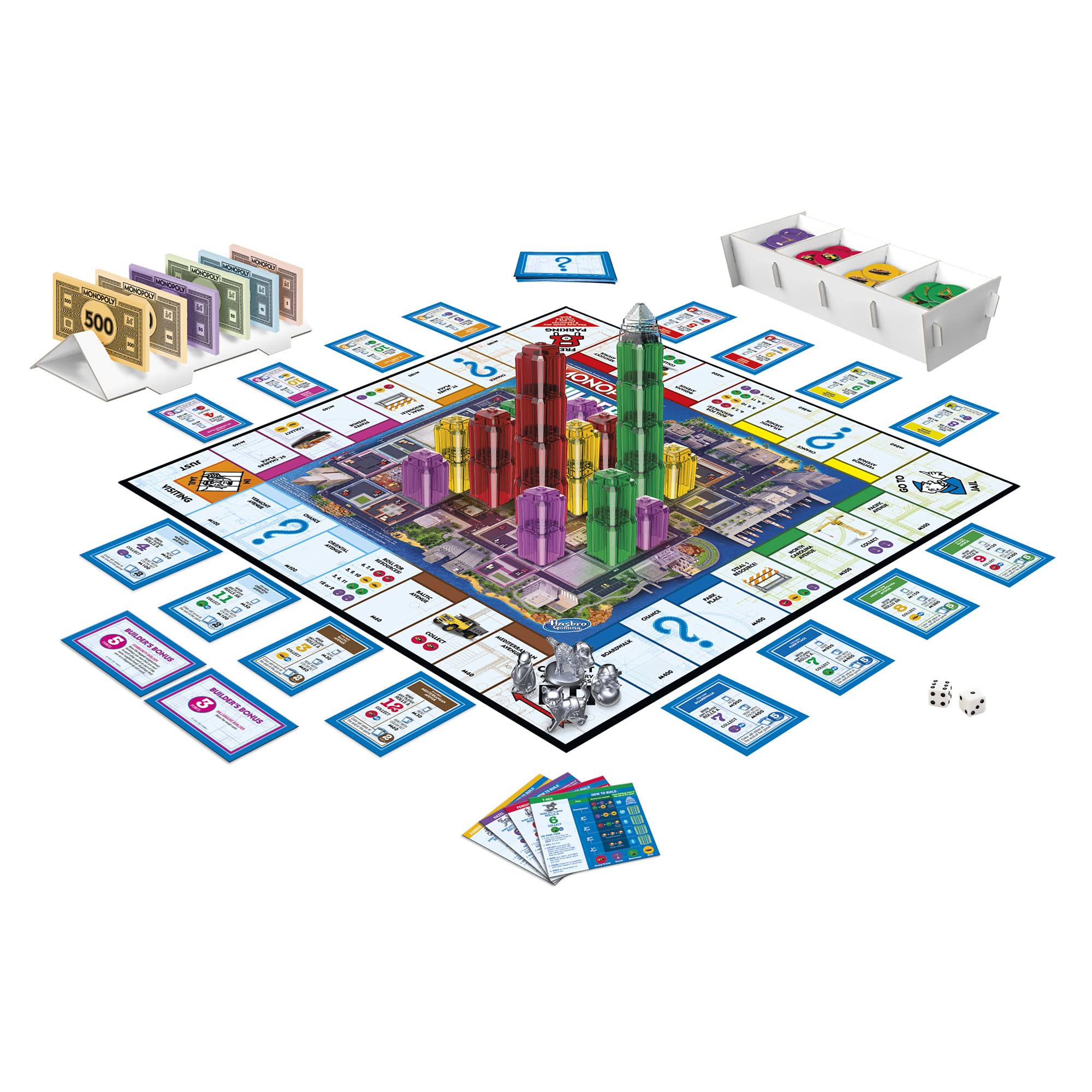 Monopoly Builder Board Game for Kids and Adults, Strategy Games, Family Board Games, for Kids 8 and Up, 2-4 Players