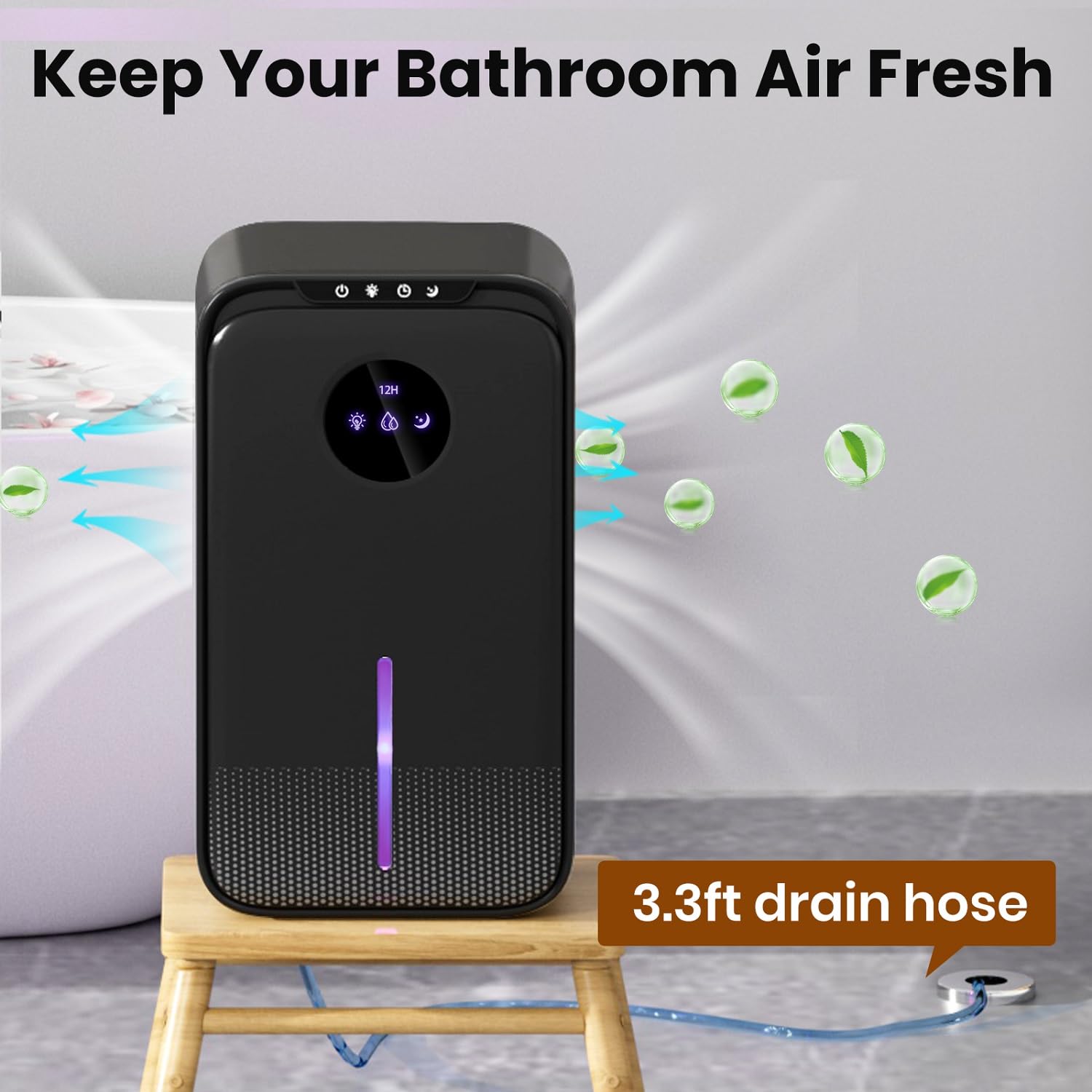 Dehumidifier,88OZ Dehumidifier for Bedroom With Drain Hose Quiet Small Dehumidifier for Bathroom Home Room Basement Portable Mini Dehumidifiers for RV Closet (800Sq.ft)