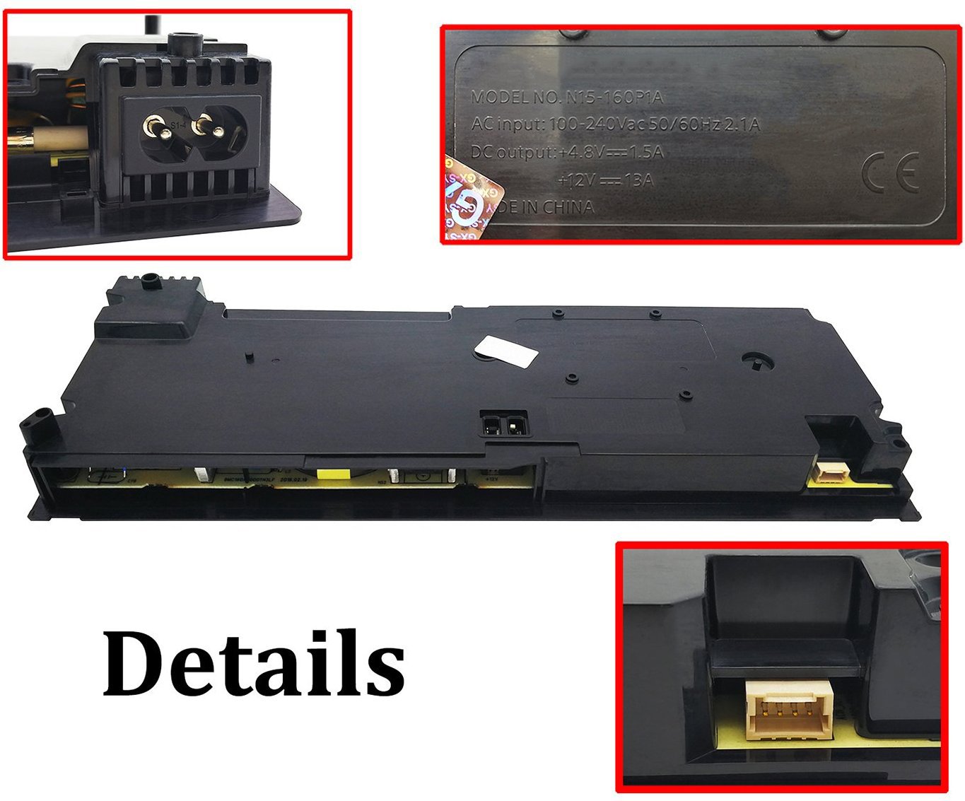 Power Supply Unit ADP-160CR N15-160P1A Replacement for Sony PlayStation 4 PS4 Slim CUH-2000 CUH-20XX CUH-2015A Console (4 Pin)