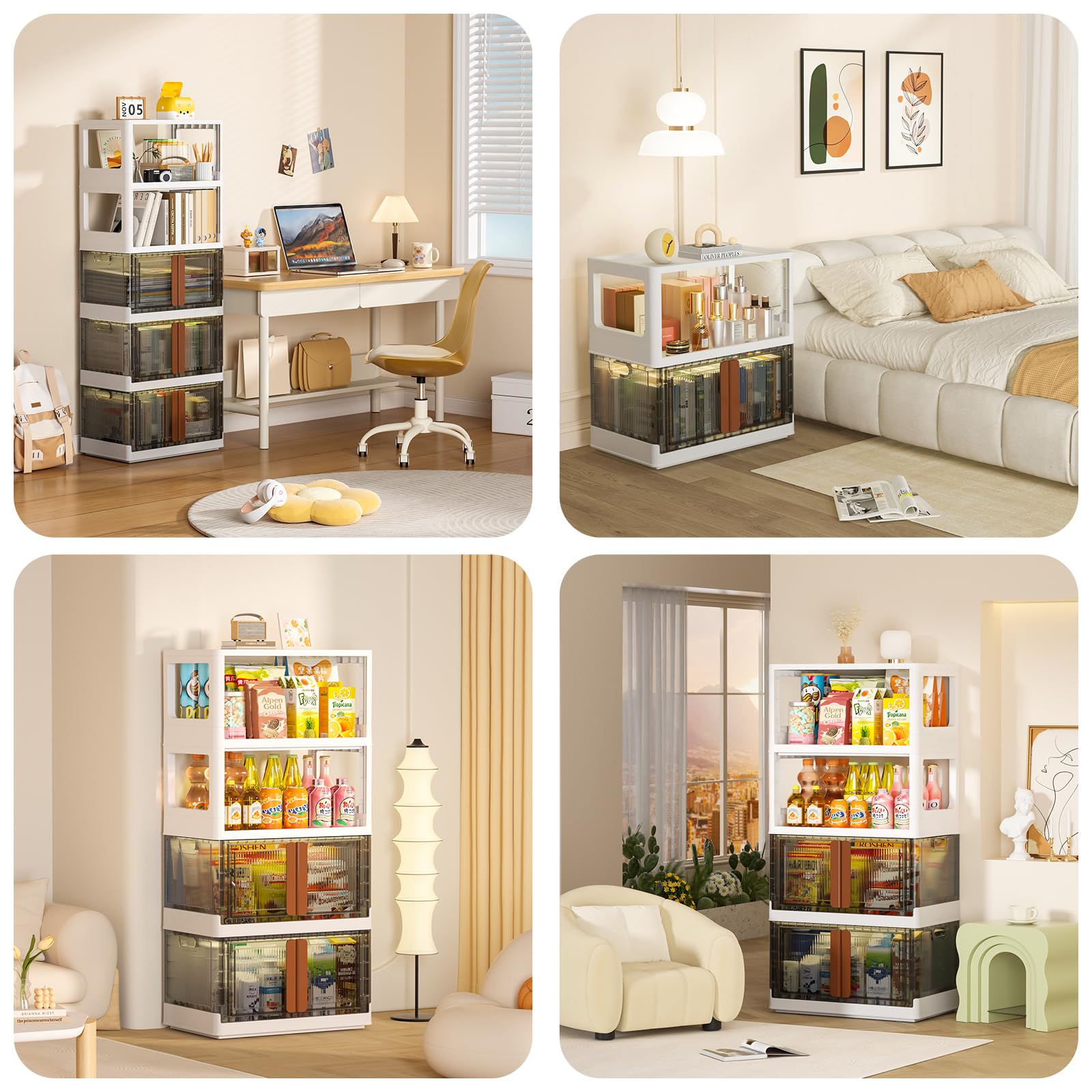 HAIXIN Storage Bin with Lid, 8.4 Gal Folding Storage Box and 5-Tier Stackable Storage Shelf