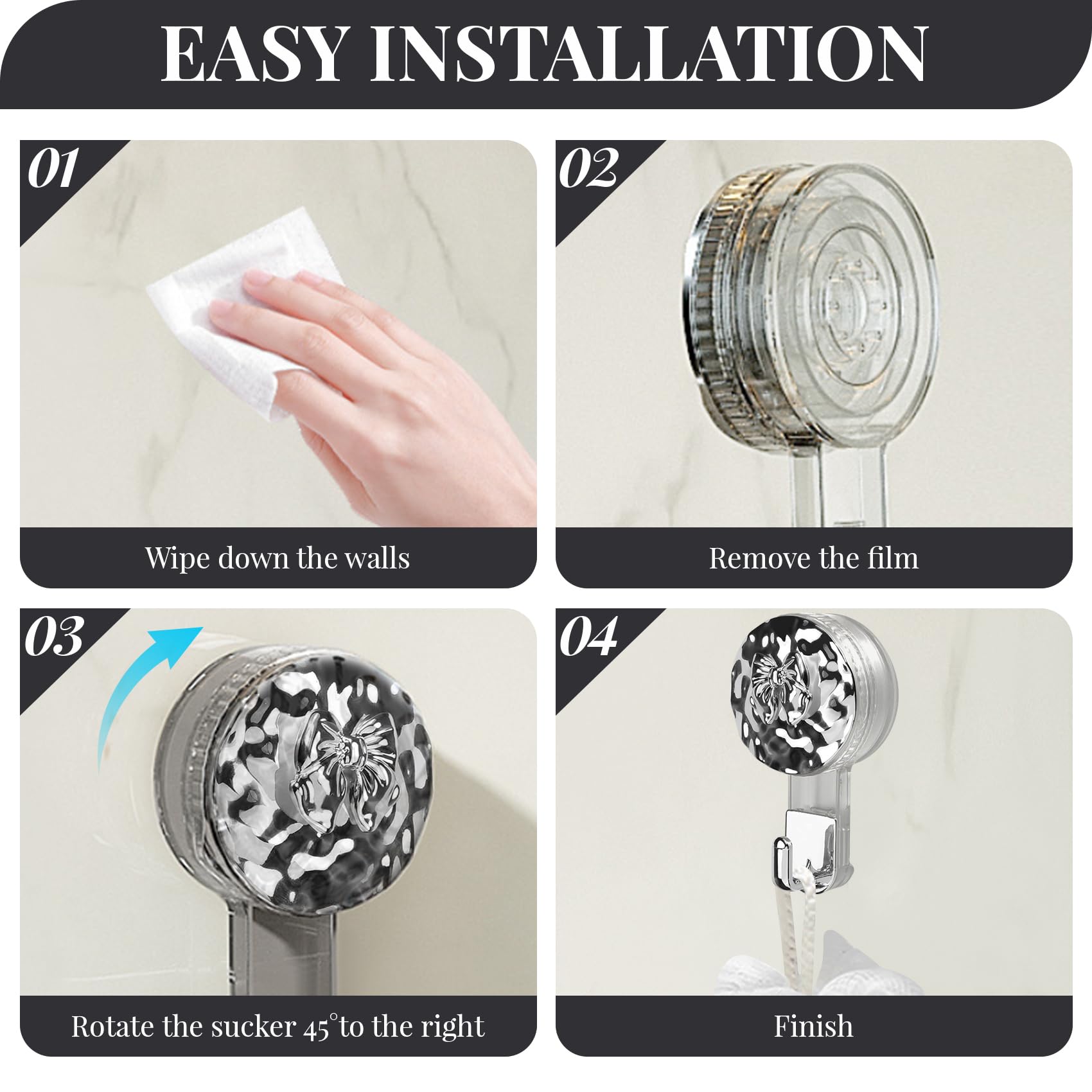 G.TWONG Suction Cup Hooks,Reusable Vacuum Suction Hooks Suction Cup Hangers for Window Glass Wall,Wreath Holder Outdoor (Silver, 2pcs)