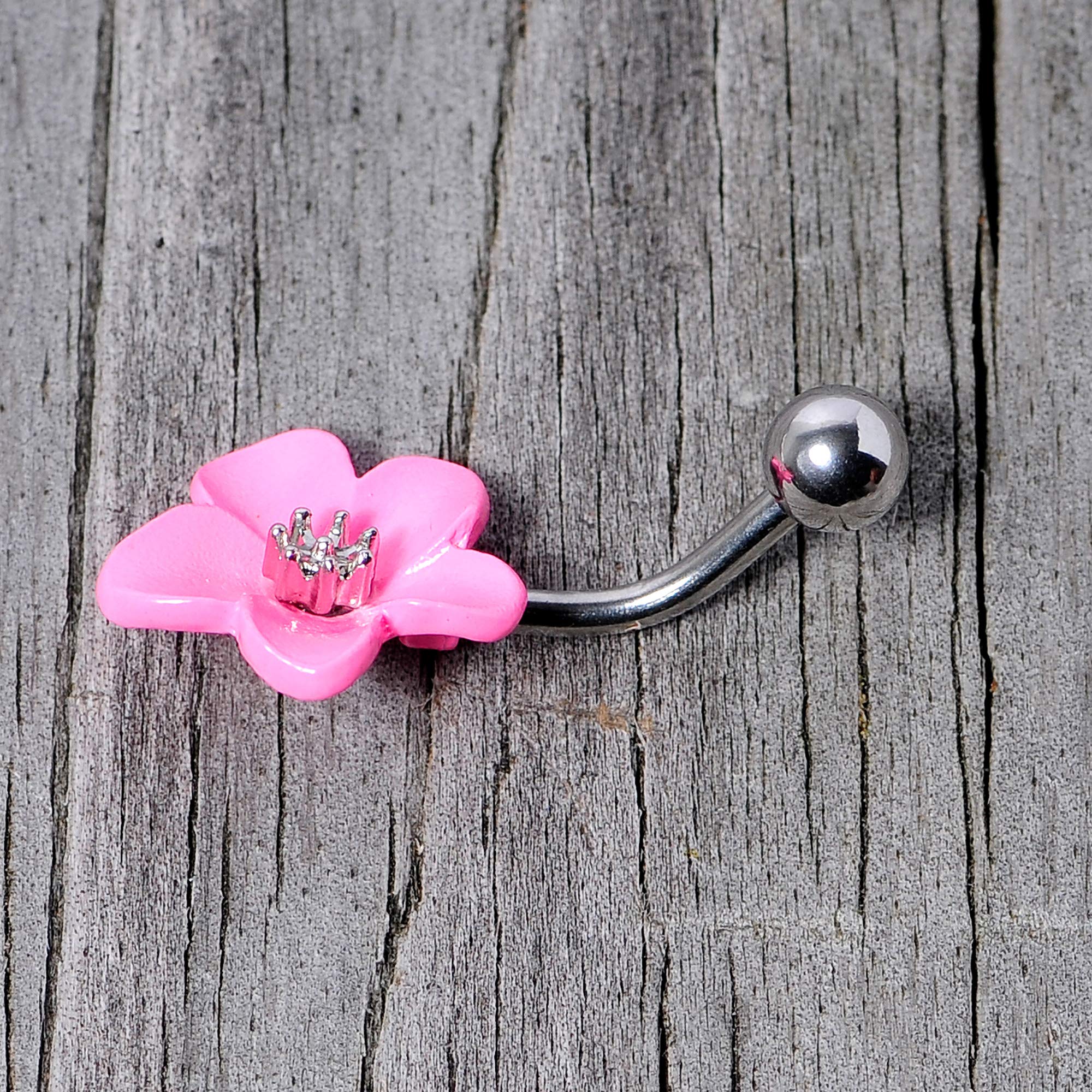 Body Candy Womens 14G Plated Steel Navel Ring Piercing White Spring Flower Belly Button Ring