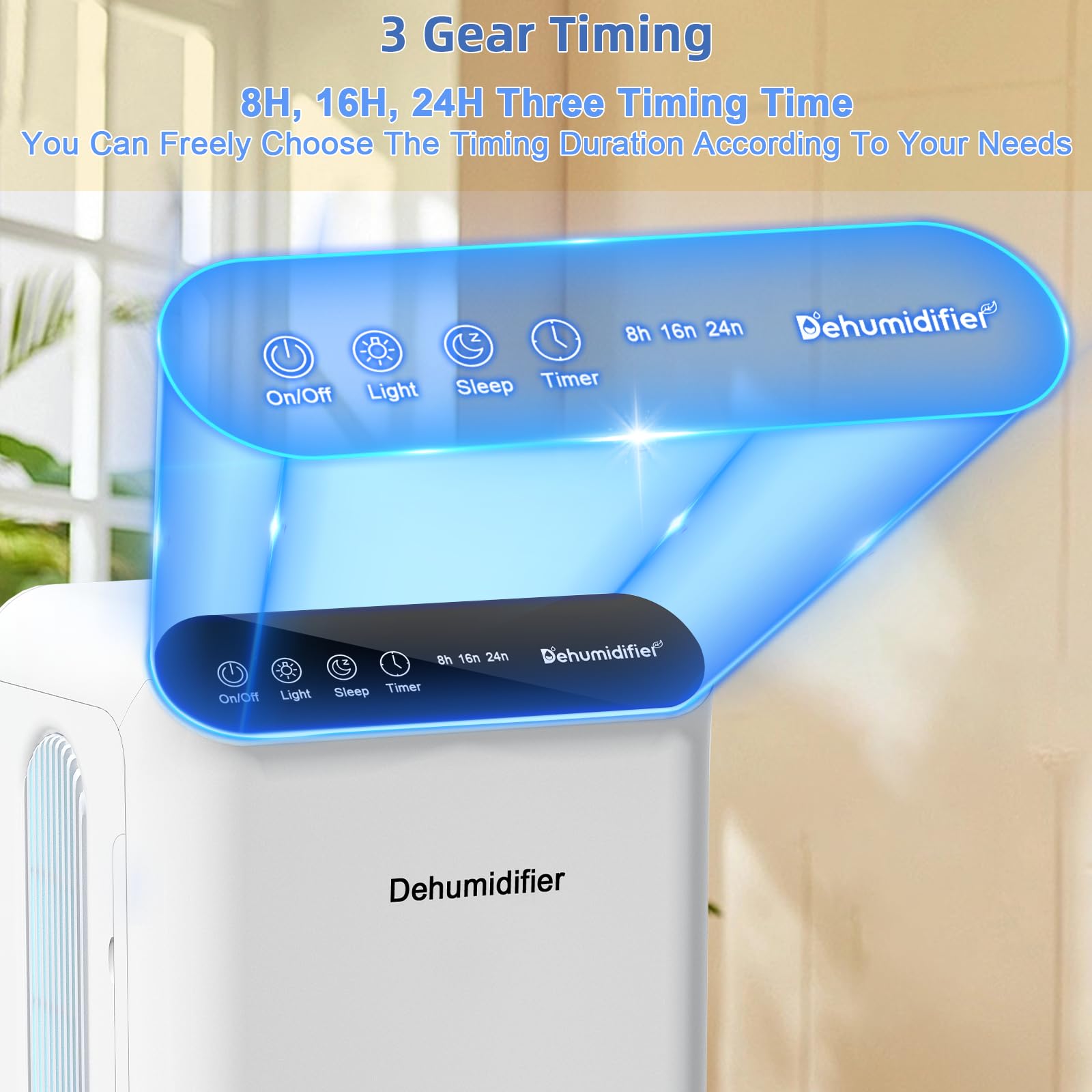 Dehumidifiers for Home, Up to 800 Sq.ft, 86oz Water Tank, Dehumidifiers for Bedroom with Essential Oil Diffuser, 7 Color LED Light, 24H Timer, Auto Shut-off, Ideal for Bathroom Basement Closet RV