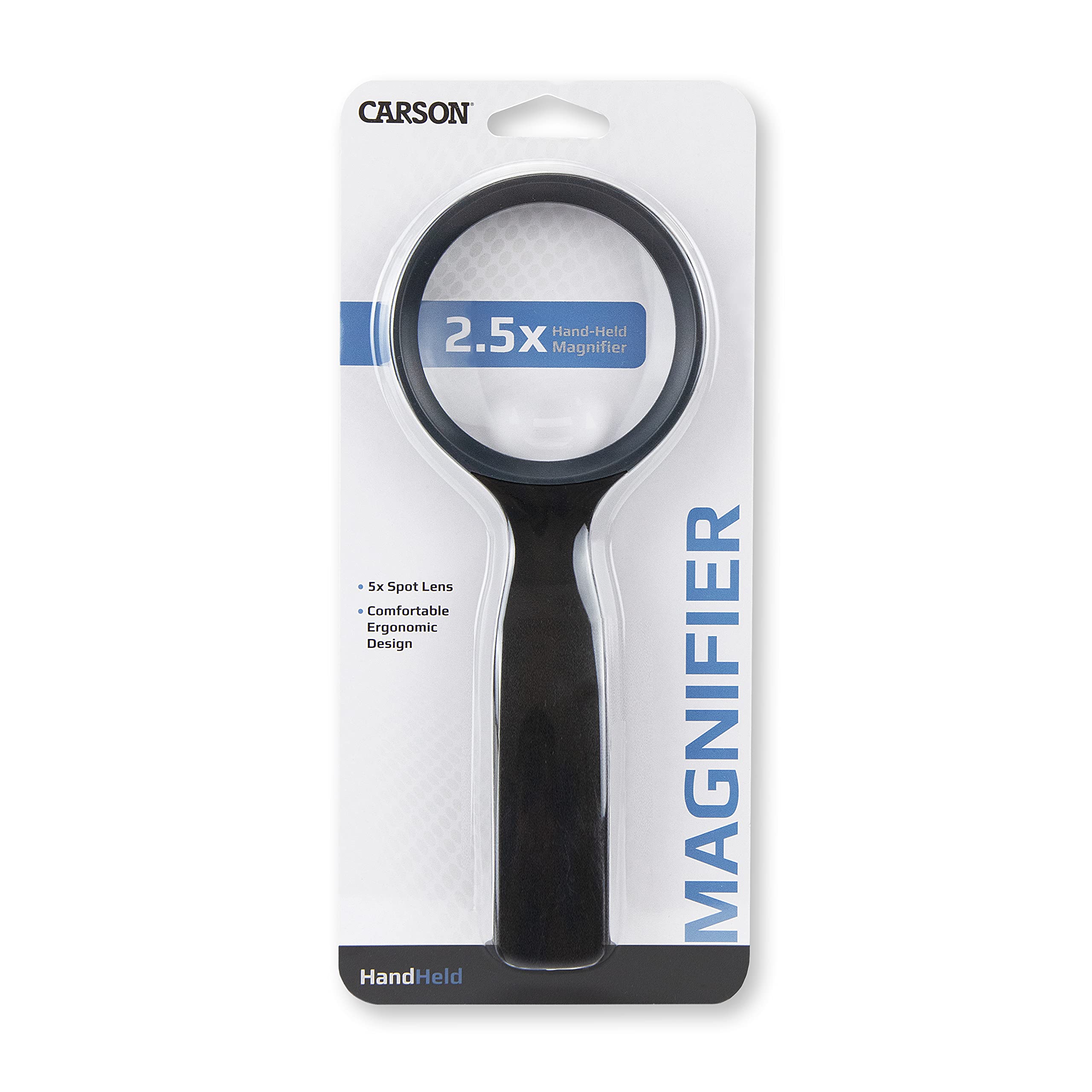 Carson HandHeld 2.5x Power Magnifier with 5x Spot Lens (JS-40) , black