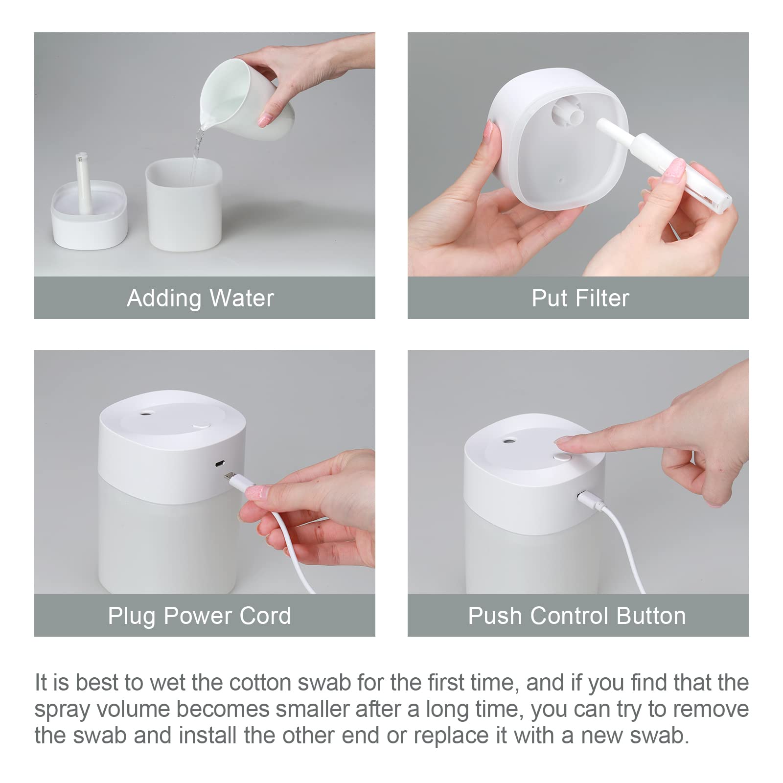 Zqlotxiao Portable Diffuser Humidifier - USB Cute Humidifier, Mini Air Humidifiers, Cool Mist Diffuser for Desk Baby Bedroom, Whisper Quiet & 2 Spray Modes, 400ml Water Tank