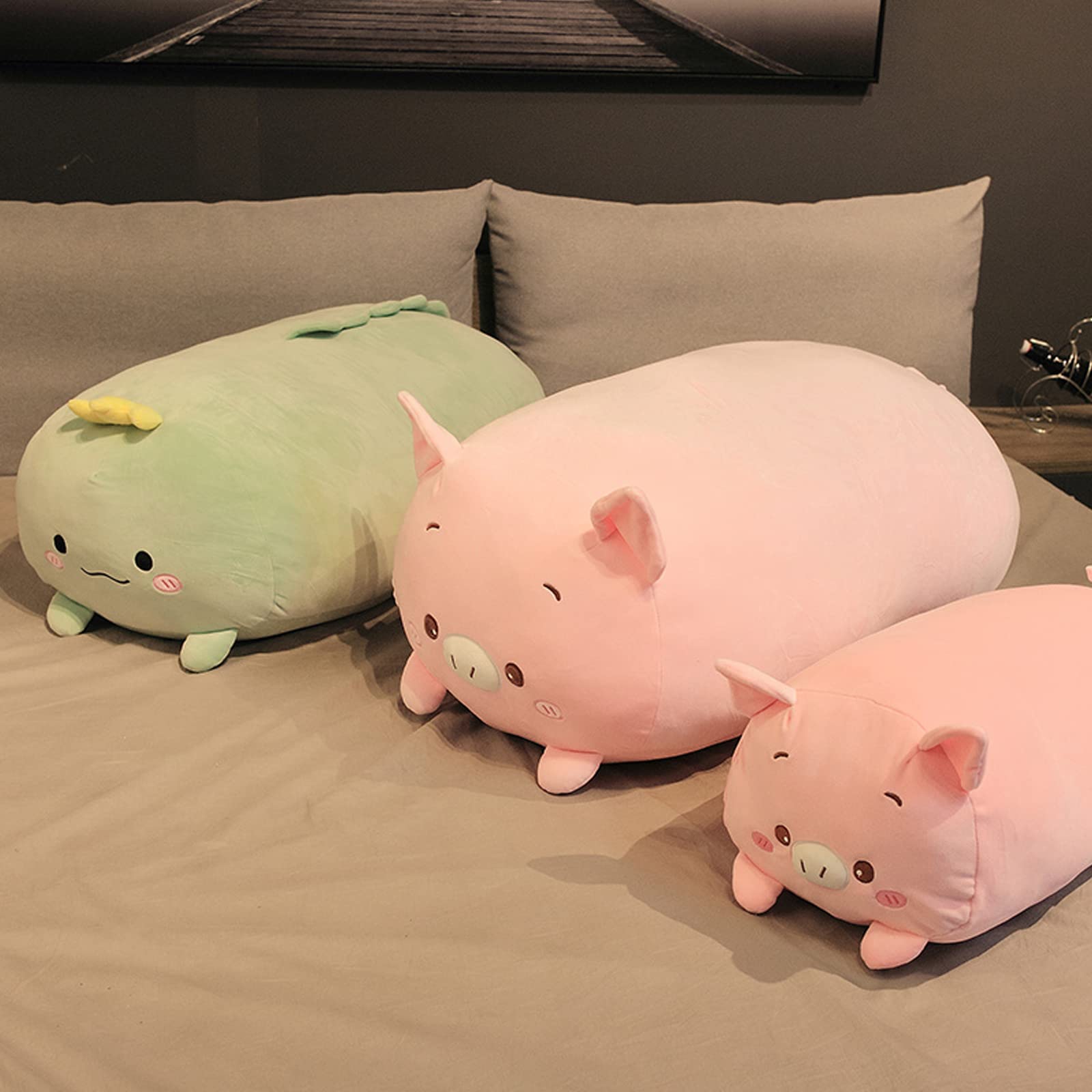 Jensquaify Pig Plush Pillow Soft Pig Stuffed Animal Toy Piggy Body Pillow, 33.5"