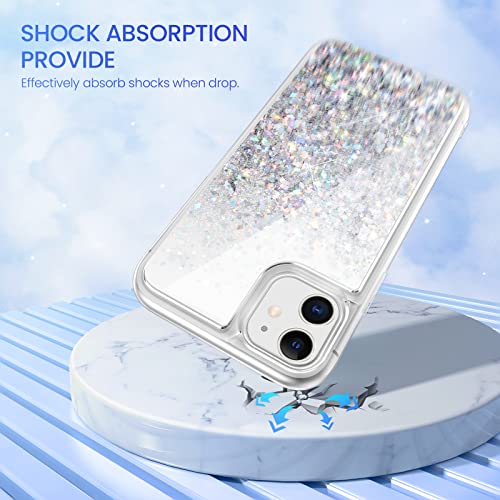 Caka Case for iPhone 11 Glitter Case for Girls Women Liquid Bling Sparkle Luxury Fashion Flowing Floating Shining Glitter Quicksand Soft TPU Clear Cute Phone Case for iPhone 11 (Silver)