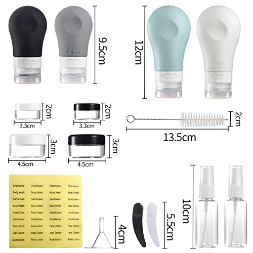 Gemice Travel Bottles for Toiletries, TSA Approved Travel Containers Leak Proof Silicone Squeezable Travel Accessories Set 2oz 3oz for Shampoo Conditioner Lotion Body Wash (16 Pack)