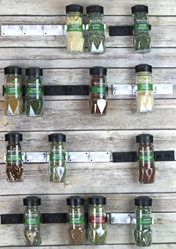 Simple Houseware 30 Spice Gripper Clips Strips Cabinet Holder - 6 Strips, Holds 30 Jars