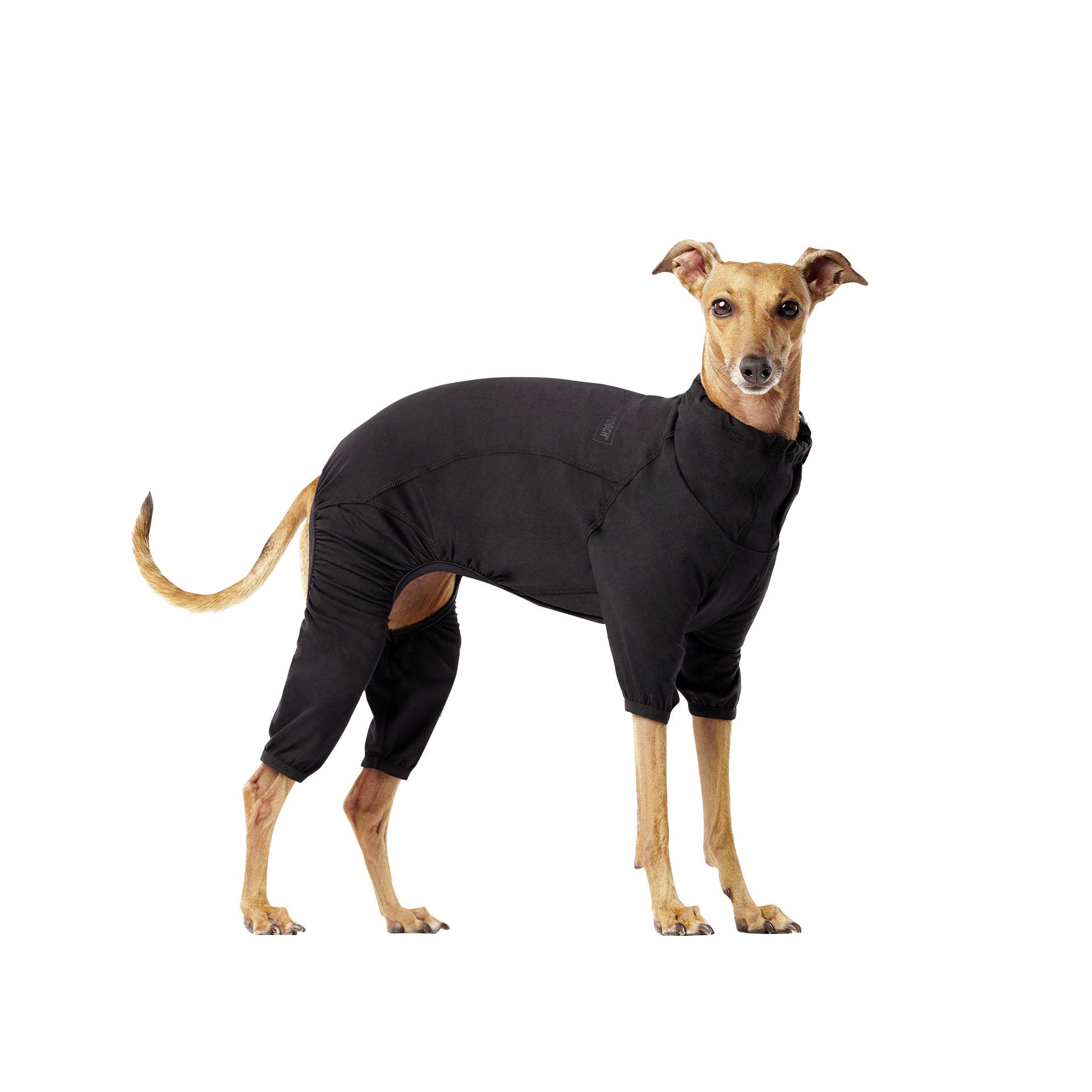 Canada Pooch Dog Onesie Full Coverage Pet Thermal Adjustable Bodysuit Heat Retention Fabric to Warm Dogs in Cold Weather for Small Medium Large Dog - Black/Size 8