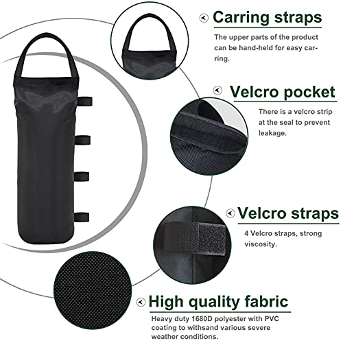 Eurmax USA Weight Capacity 112 LBS Extra Large Pop up Gazebos Weights Sand Bags for Ez Pop up Canopy Tent Outdoor Instant Canopies, 4-Pack,Black (Without Sand) Dark Black