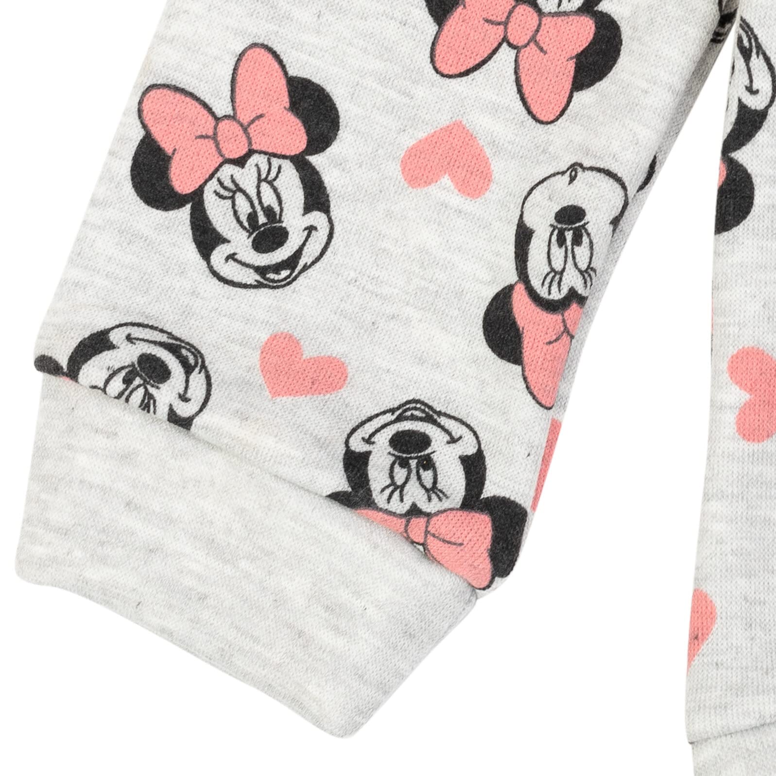 Disney Minnie Mouse Infant Baby Girls Pullover Fleece Sweatshirt and Leggings Outfit Set Light Grey/Pink 18 Months