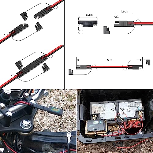 ELFCULB 10AWG 3FT SAE Extension Cable 3 6 10 20 35 50FT SAE to SAE Quick Disconnect Wire Harness SAE Connector SAE Plug for Automotive RV Battery Solar Panel (3FT)