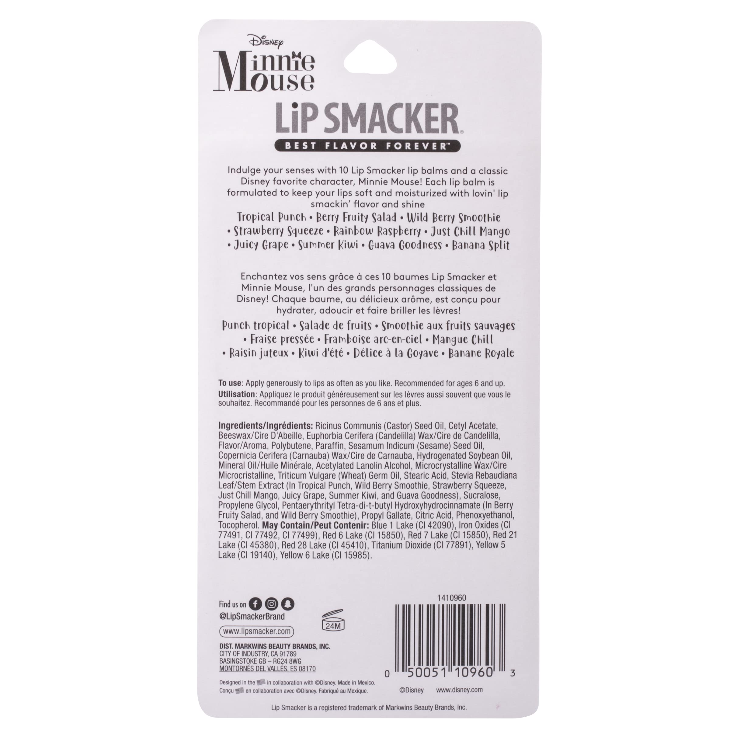 Lip Smacker Party Pack Collection, Disney, flavored lip balm for kids - Minnie Mouse