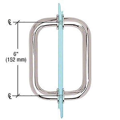 Dynasty Hardware 6" Back to Back Tubular Shower Door Pull for Frameless Shower Doors, Polished Chrome, with Washers