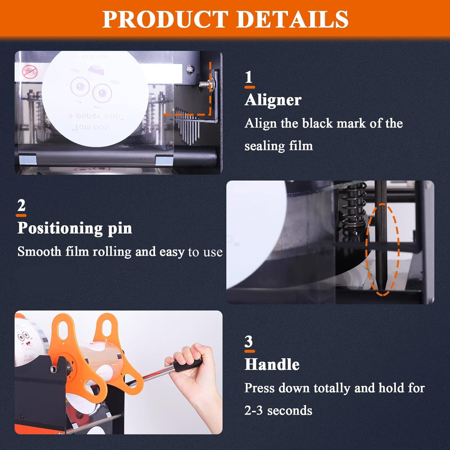 JIAWANSHUN Manual Cup Sealing Machine Electric Cup Sealer for Bubble Boba Milk Tea Cup Sealer for Height 170mm φ90mm/95mm Plastic and Paper Cup (110V)