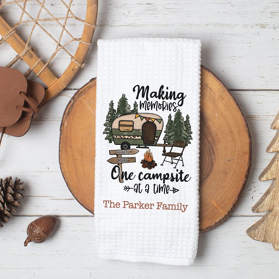 CANARY ROAD Personalized RV Camping Dish Towel | Making Memories Towel | Travel Trailer Gift | Camper Accessories | Dish Towel | Camper Decor