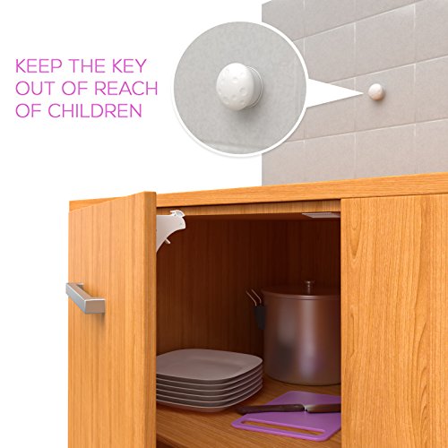 Child Magnetic Safety Locks (4 Locks & 1 Keys) | Safely Lock Your Cabinets and Drawers| No Drilling - Easy Installation - Authentic 3M Adhesive