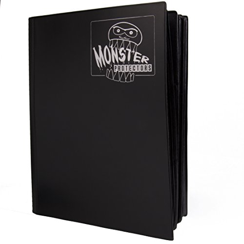 Monster 9 Pocket Trading Card XL Binder - Matte Black Album, Anti-Theft & Anti-Drop TCG Protection w Side Loading Padded Pockets, Double Sided, Holds 720 Cards, For Sport, Gaming, Kpop, Christmas Gift