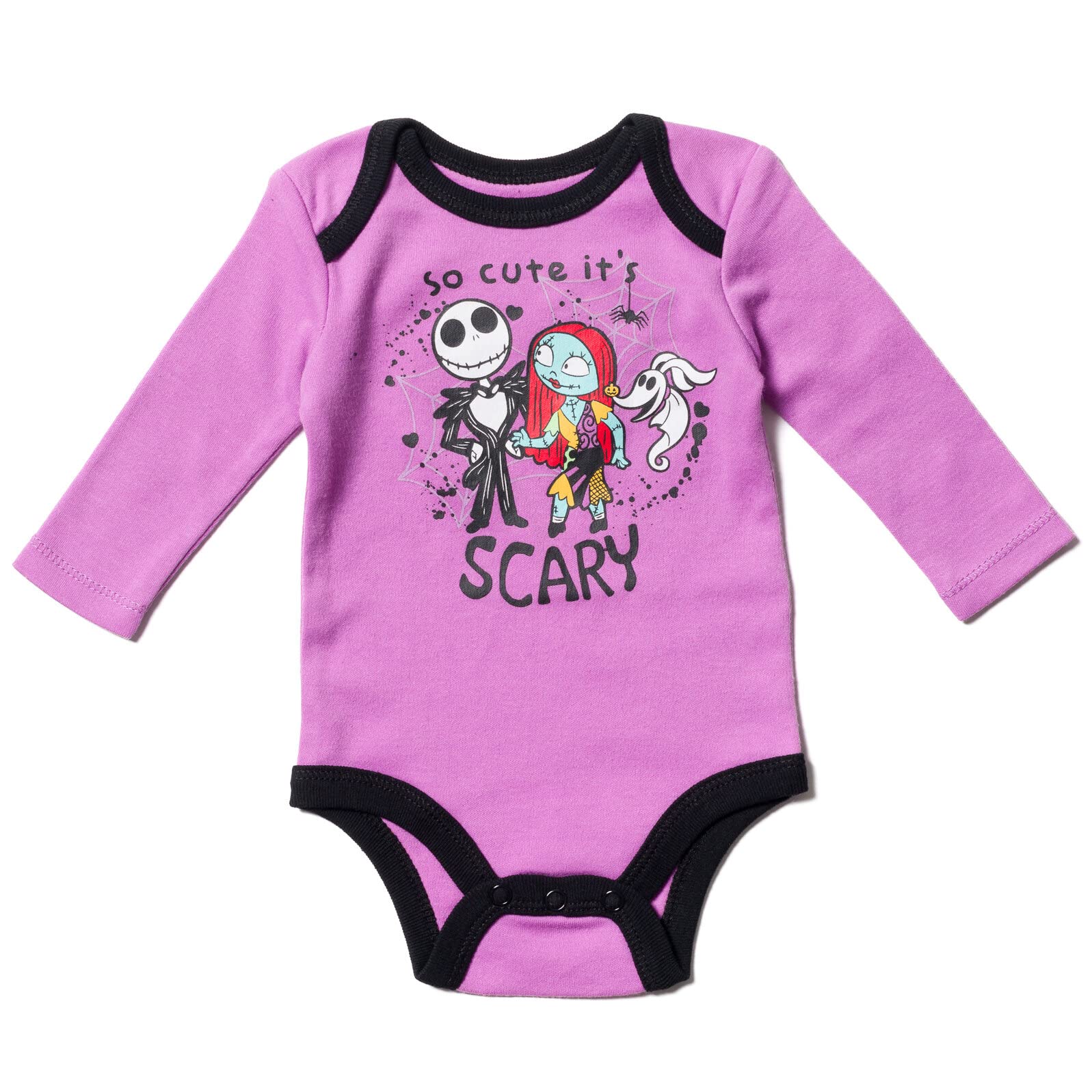 Disney Nightmare Before Christmas Jack Skellington Sally Zero Newborn Baby Girls 3 Pack Cuddly Bodysuits Black/Purple 0-3 Months