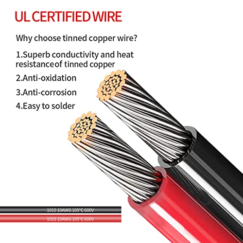 ELFCULB 2Pack 10AWG 2FT Power SAE Socket Sidewall Port to SAE Connecters Extension Cable, with 1*Reverse Adapter Quick Disconnect Weatherproof, for Solar Panel, Motorcycle, Car