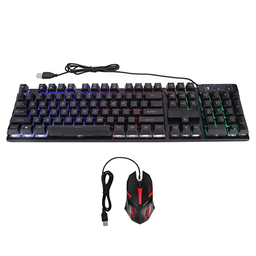 CUIFATI Gaming Keyboard and Mouse Combo, 104 Keys LED Backlit Keyboard with Floating Keycap, Wired Mechanical Keyboard for PC Laptop