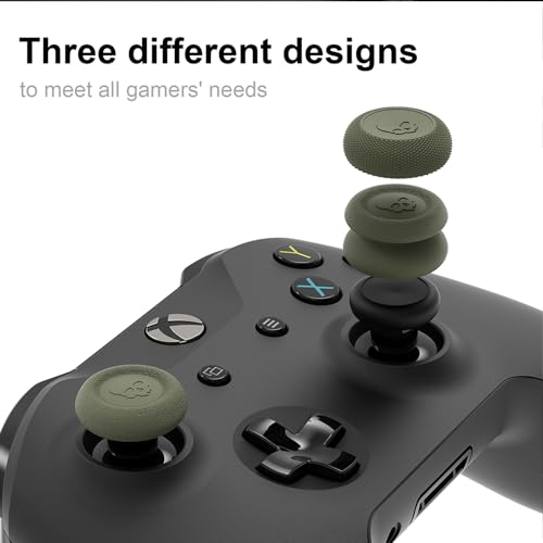 Skull & Co. Skin, CQC and FPS Thumb Grips Joystick Cap Analog Stick Cover for Xbox Controller- OD Green, Set of 6