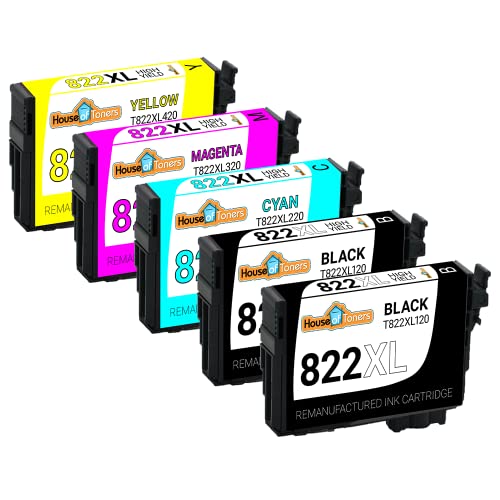 Houseoftoners Remanufactured Ink Cartridge Replacement for Epson 822 XL 822XL for Workforce Pro WF-3820 WF-4820 WF-4830 WF-4834 Printer (2B & CMY, 5PK)