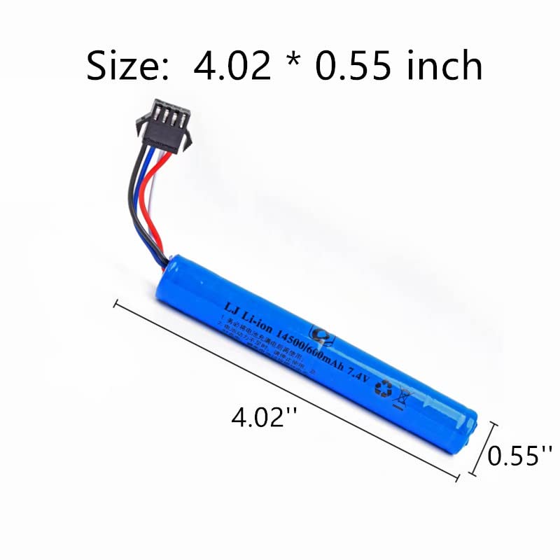 CBB 7.4V 600mAh 1450cell Li-ion Battery with SM-4P Plug and USB Charger for Airsoft Guns Gel Water Blaster