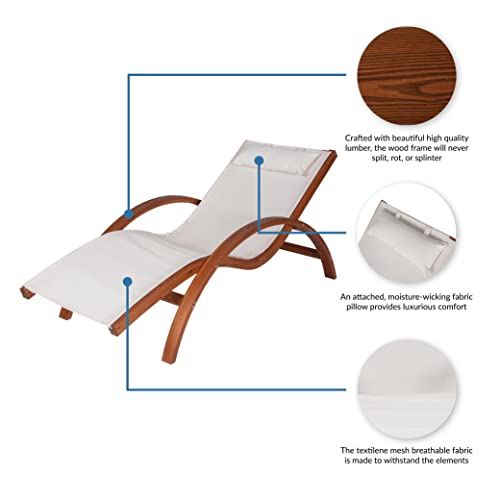Island Umbrella NU6901 Island Retreat Bentwood Breeze Luxury Lounger with Wood Frame, Champagne
