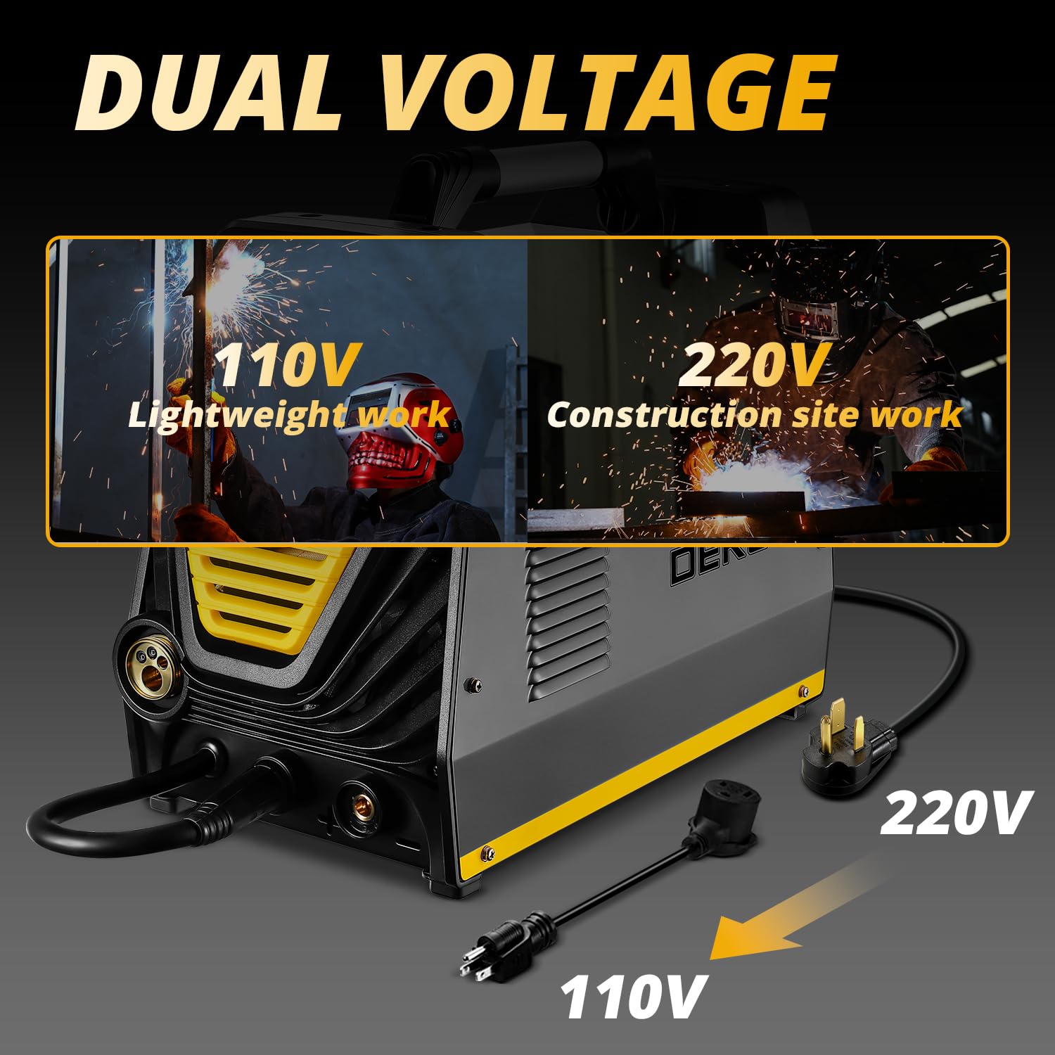 DEKO Digital 200A MIG/MMA Welder, SYNERGIC DC Inverter Welding Machine,110V/220V Fully Digitally Control with Wire Brush,Earthing Cable,Electrode Holder,Welding Gun,Digital Panel
