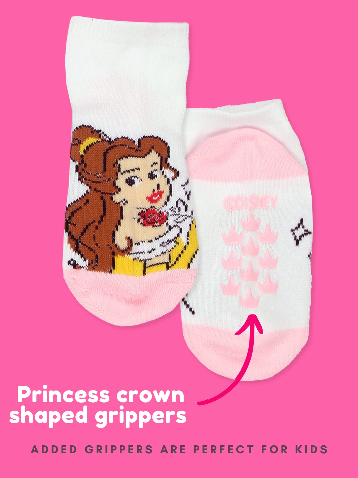 Disney Princess Toddler Girls 6 Pack Socks with Grippers (Small (4-6), Aqua Blue)