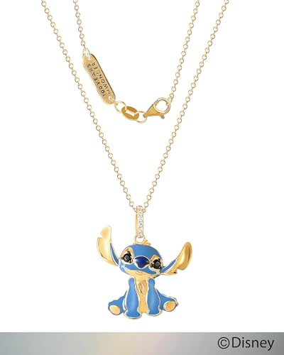 Disney Womens Stitch Necklace 18", Official License Flash Plated Necklace with Stitch Pendant