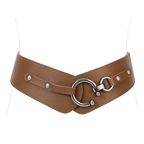 JASGOOD Women's Fashion Vintage Wide Elastic Stretch Waist Belt With Interlock Buckle Halloween Belt