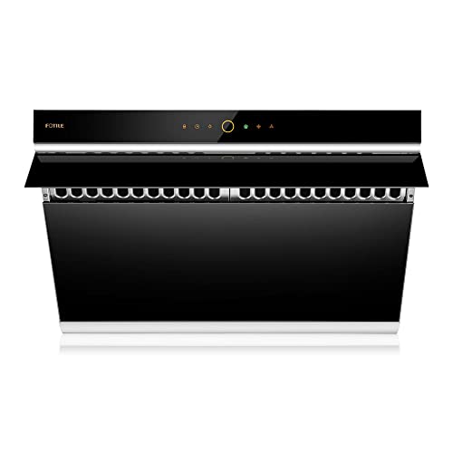 FOTILE JQG7505 30” Under-Cabinet or Wall-Mount Range Hood | Dual DC-Motor | Slant Vent Design | Hands Free On and Off | Touchscreen with 4 Speed Level | Modern Kitchen Onyx Black Glass