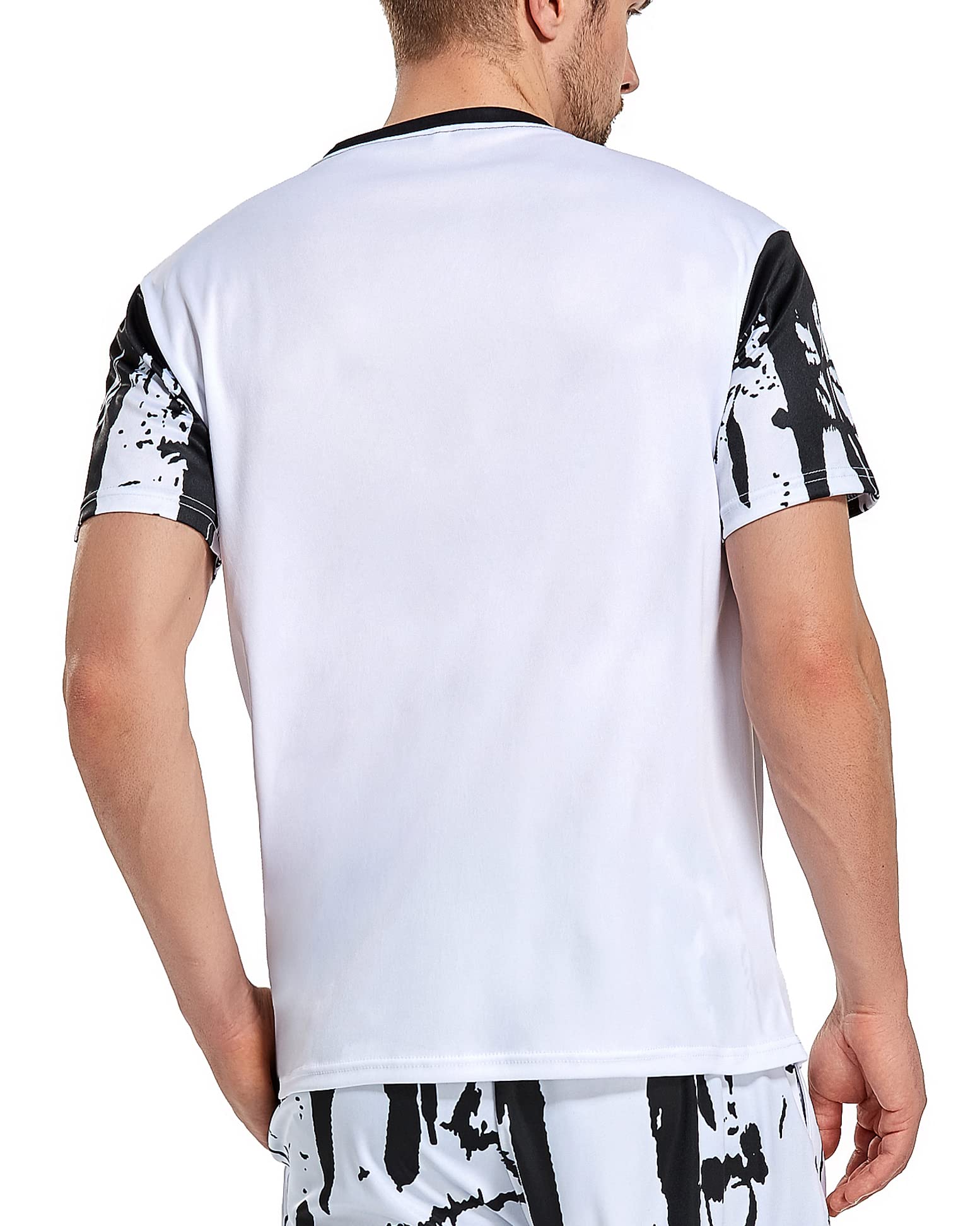 CenConel Men's Graphic T-Shirts Short-Sleeve Dry Fit Workout Athletic Running Gym Casual Tee Shirts,Black and White,5XL