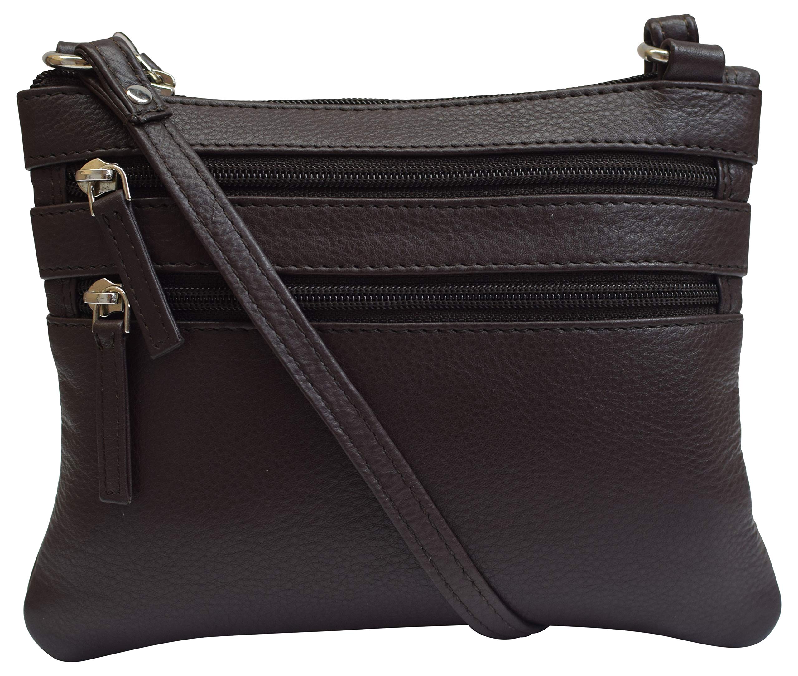 Swiss Marshall Womens Genuine Leather Small Crossbody Shoulder Designer Bag and Ladies Purse (Brown)