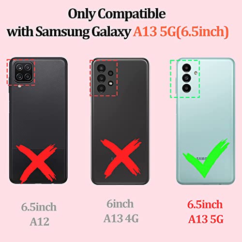 for Samsung Galaxy A13 5G Case with HD Screen Protector with Full Camera Protection, Atump Love Heart Plating Girly Women Cute Soft TPU Luxury Elegant Case for Galaxy A13 5G Case, Black